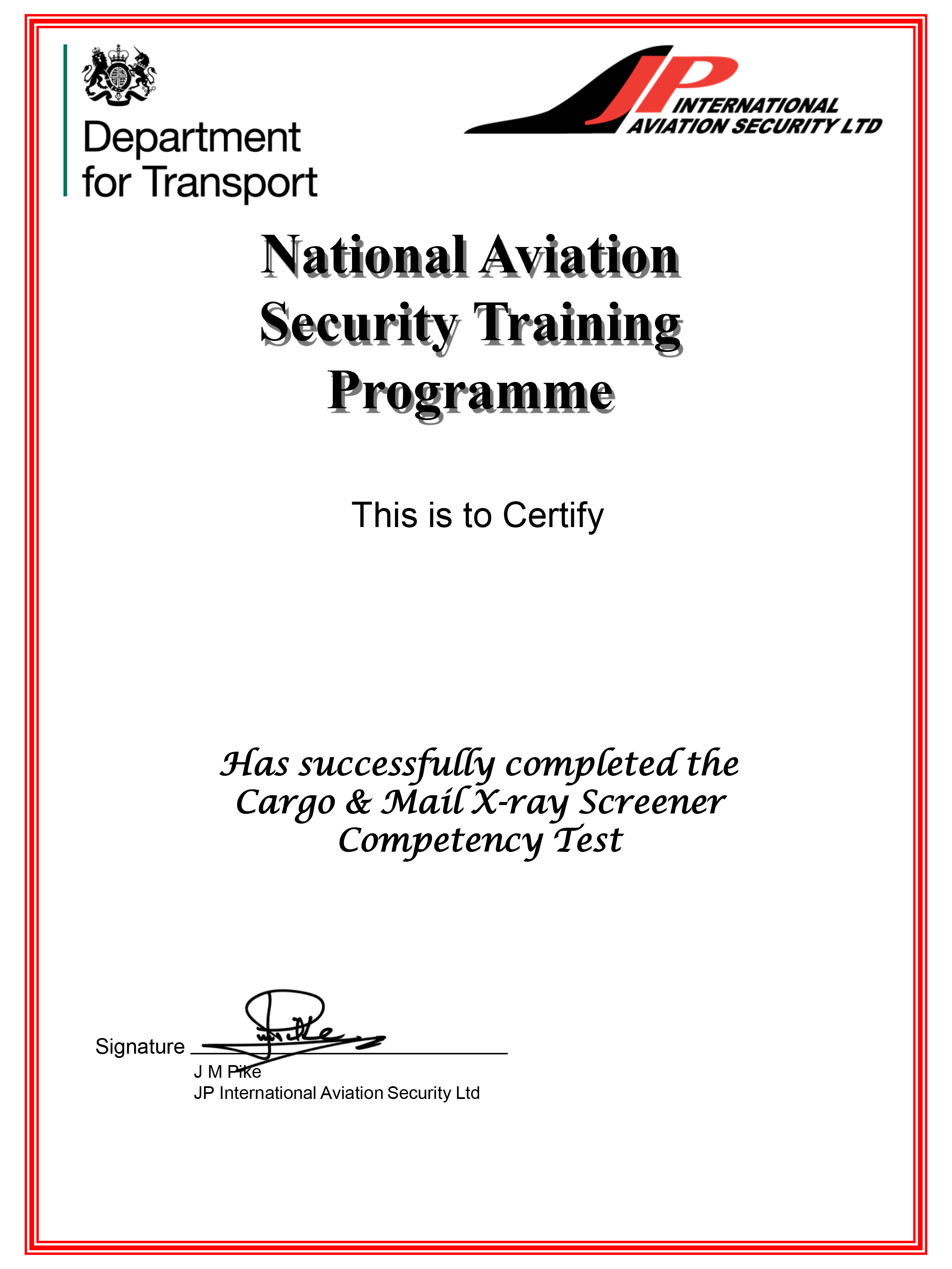 NXCT Cargo CERT - JP International Training
